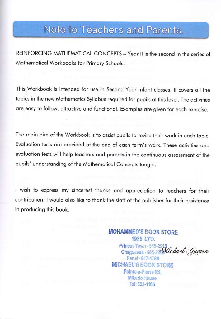 Reinforcing Mathematical Concepts - Infant 2 Workbook - Caribbean ...