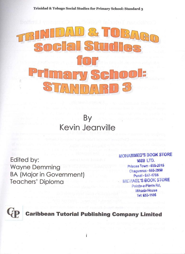 Trinidad and Tobago Social Studies for Primary School Standard 3 ...