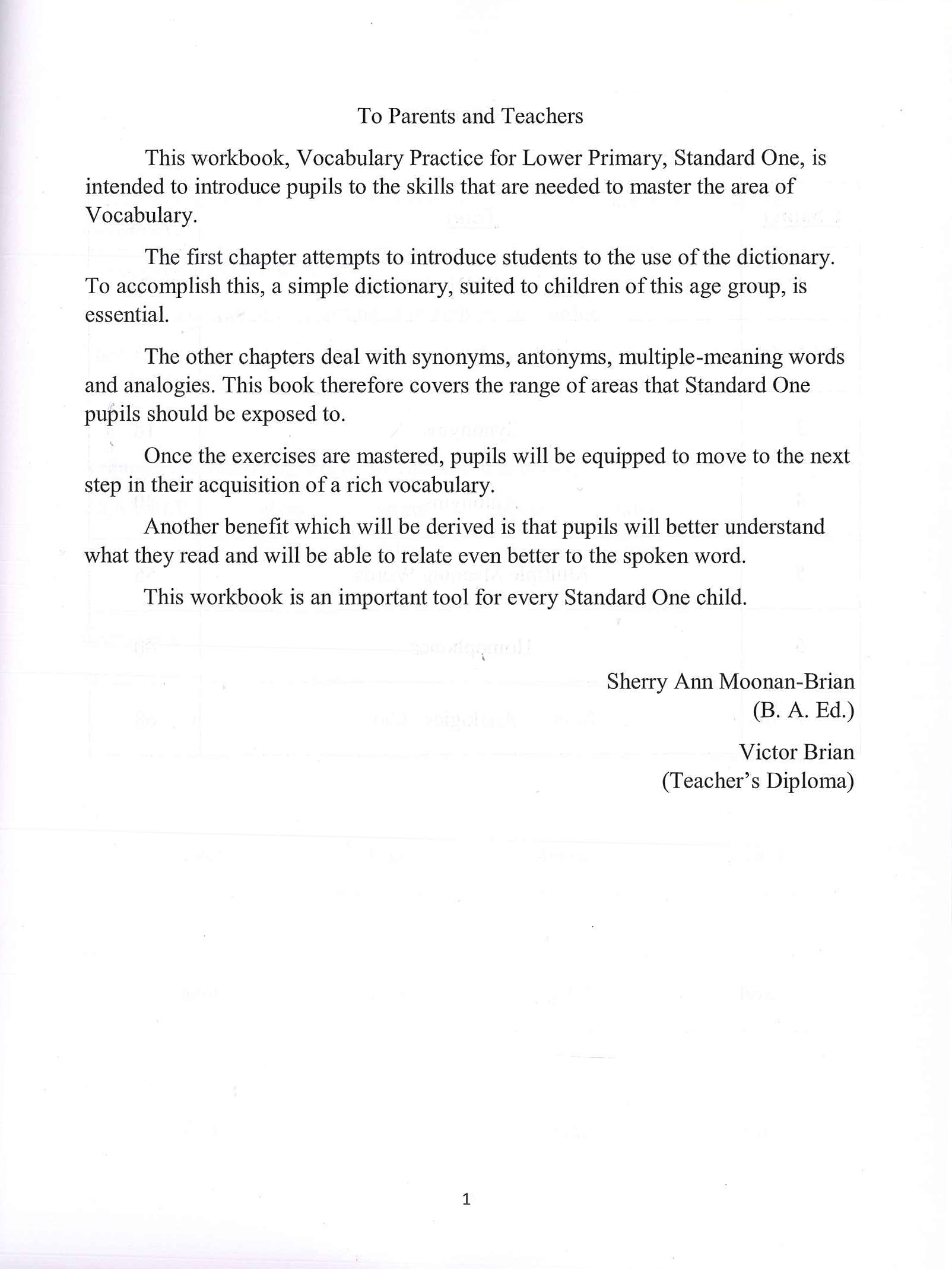 Vocabulary Skills for Standard 1 Workbook - Caribbean Tutorial ...